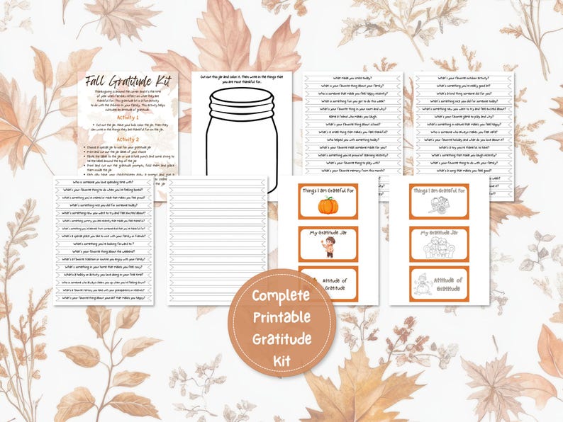 Printable Gratitude Jar Kit: Thanksgiving Kids Activity (PDF) - Etsy