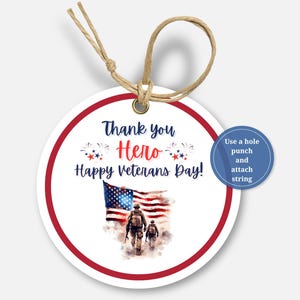Veterans Day Printable Gift Tags, Military Appreciation Tag, Goodie Bag ...