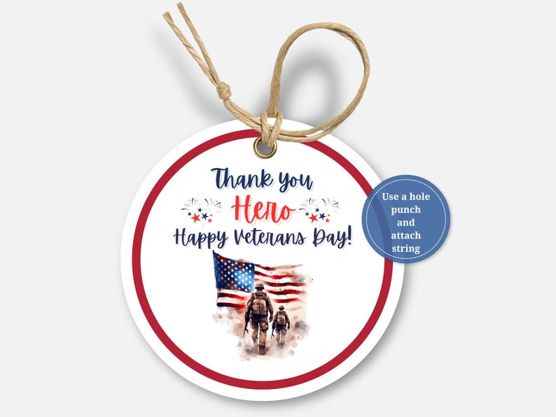 Veterans Day Printable Gift Tags, Military Appreciation Tag, Goodie Bag ...