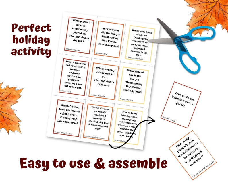 Thanksgiving Trivia Game, Thanksgiving Dinner Games, Family Games ...