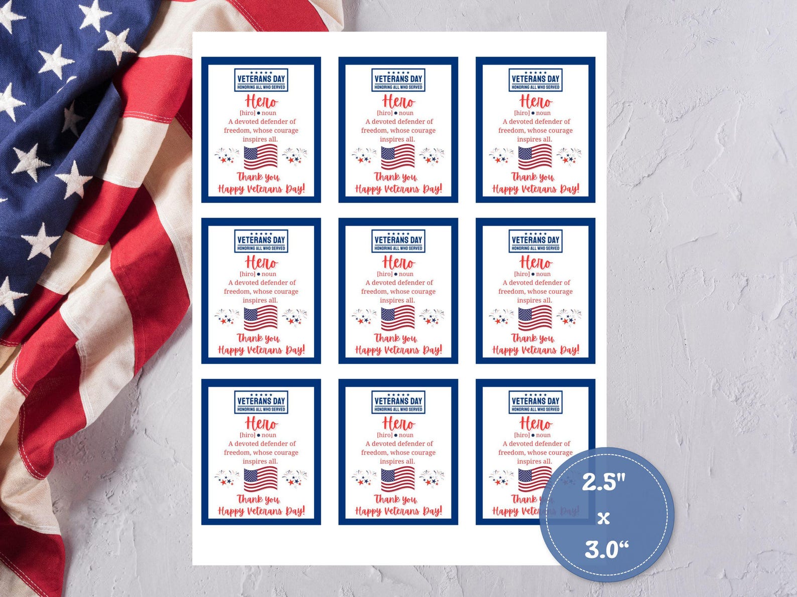 Veterans Day Printable Gift Tags, Military Appreciation Tag, Goodie Bag ...