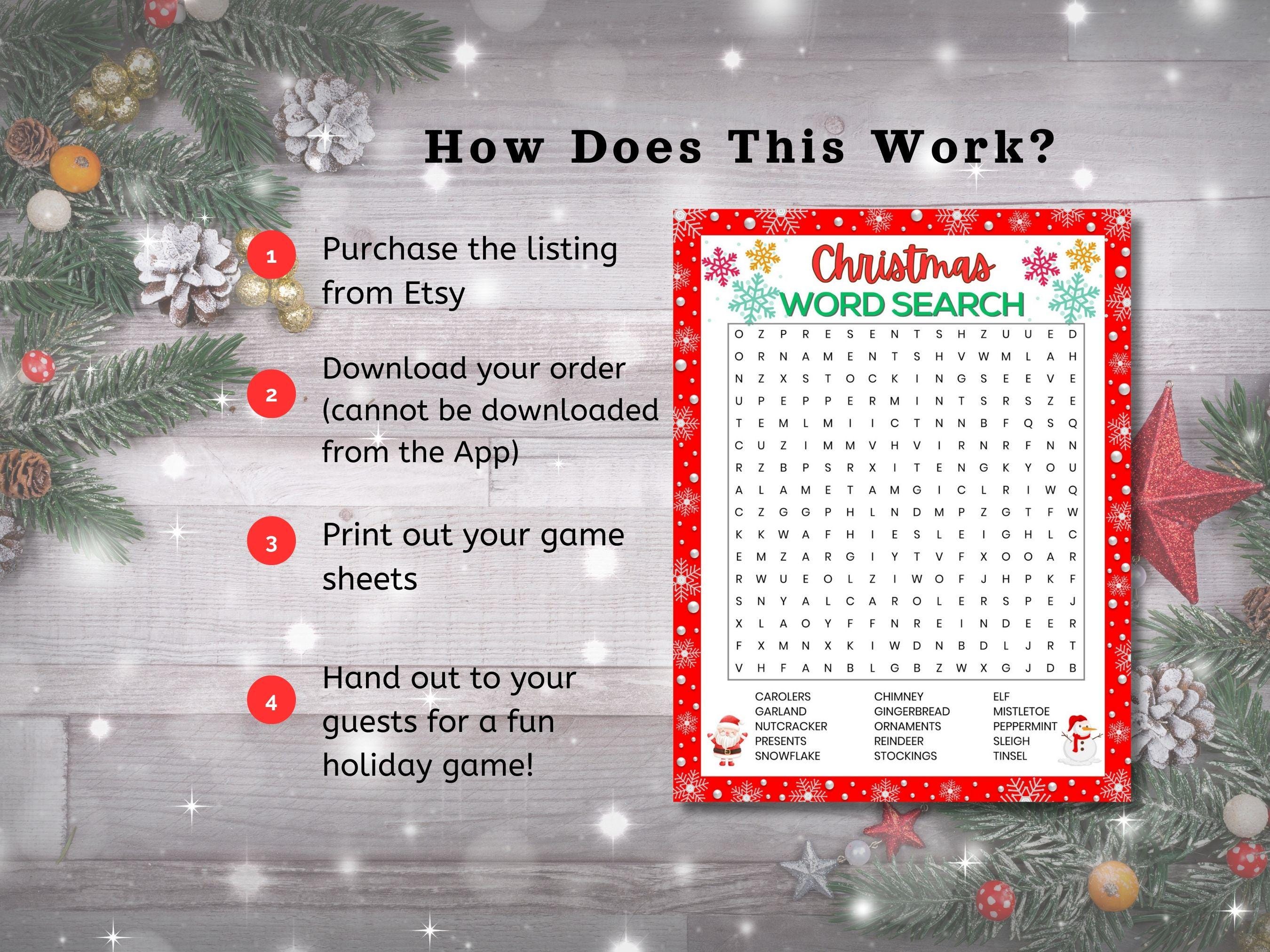 Printable Christmas Word Search Game: Holiday Party Activity (PDF) - Etsy