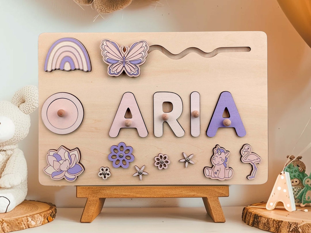 Name Puzzle Montessori Busy Board for Kids Personalized Puzzle Wooden ...