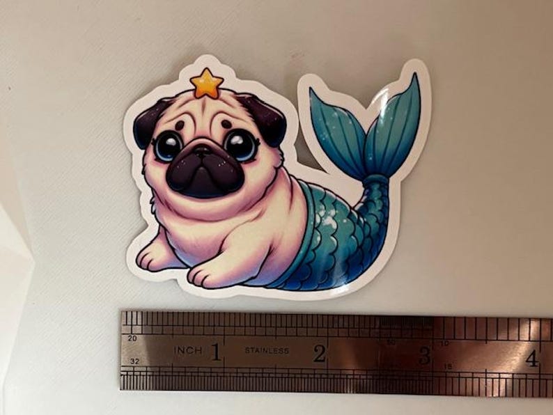 Cute Pug Dog Derpy Mermaid Dog Pug Sea Puppy - Etsy