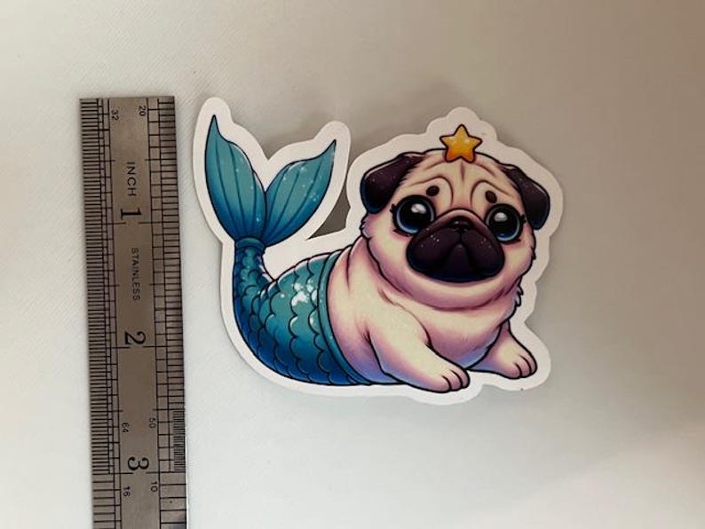 Cute Pug Dog Derpy Mermaid Dog Pug Sea Puppy - Etsy
