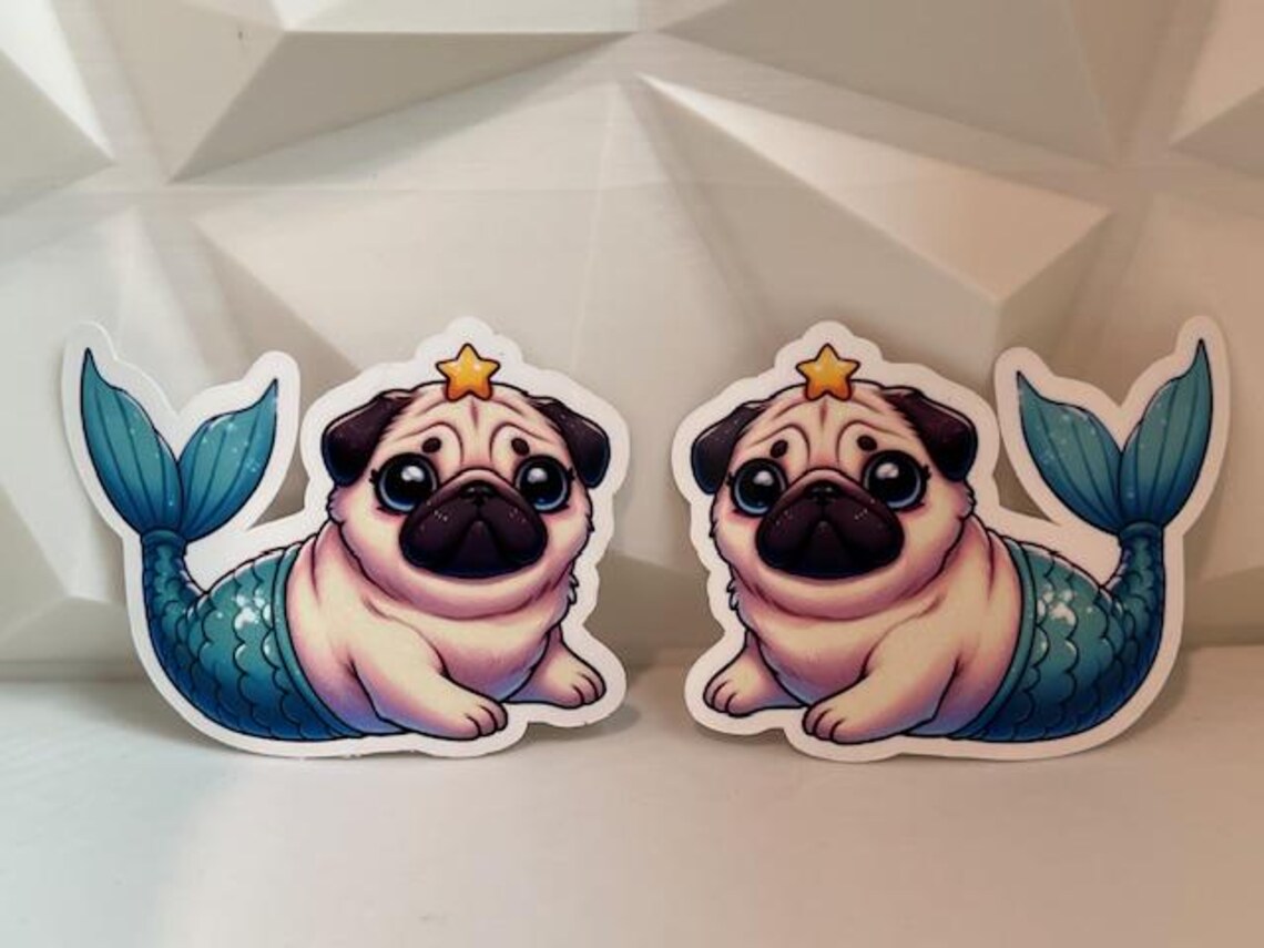 Cute Pug Dog Derpy Mermaid Dog Pug Sea Puppy - Etsy