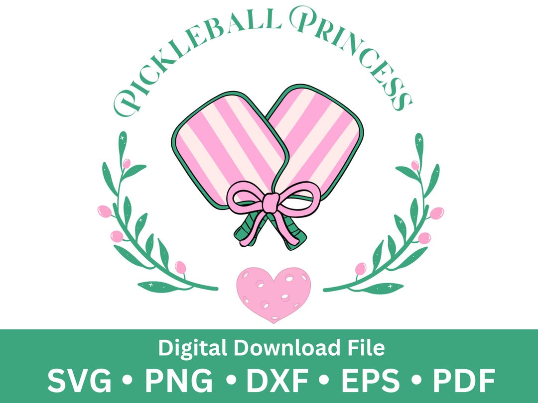 Pickleball SVG, Pickleball Princess SVG/PNG Pink Coquette Bow Instant ...