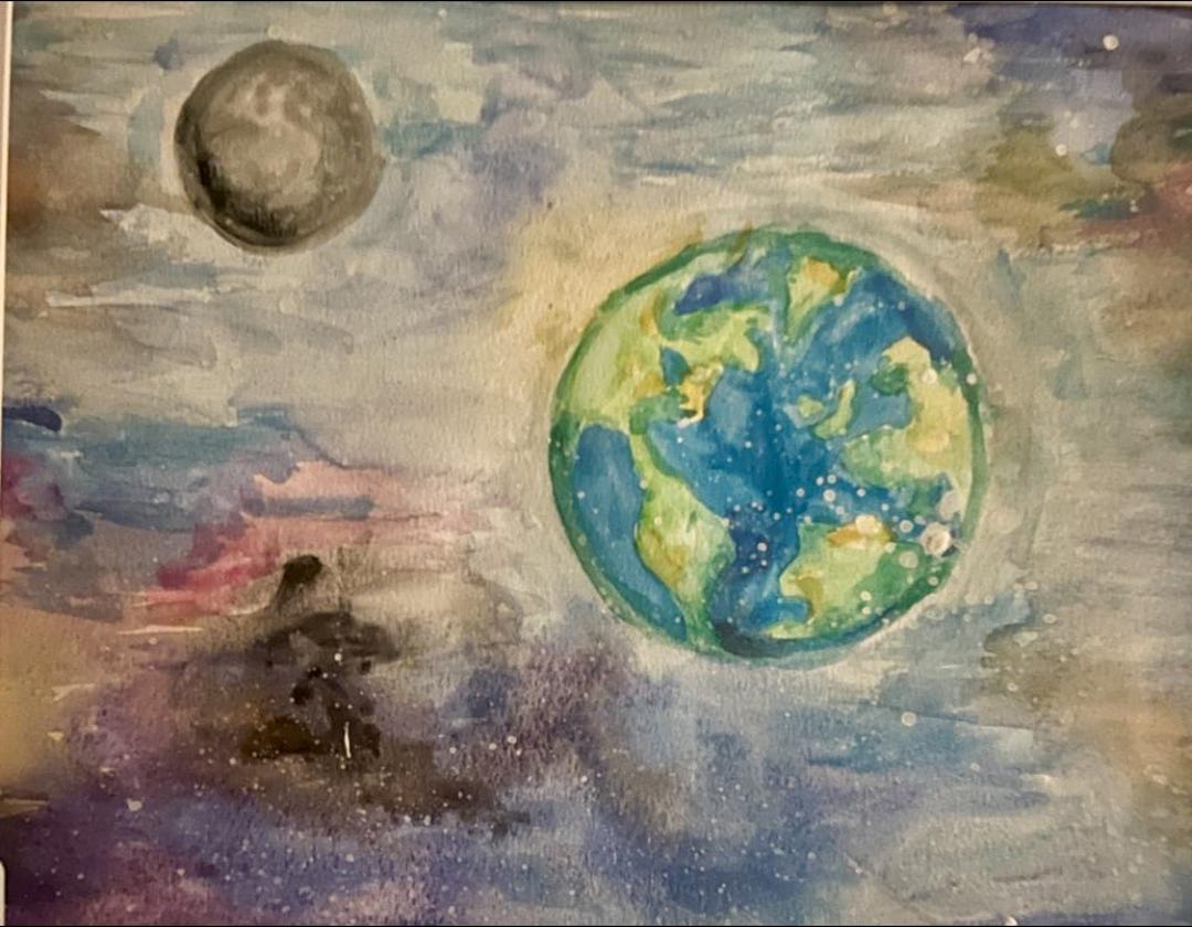 Matte Print of Original Hand-painted Unique Earth by 9-year Old - Etsy