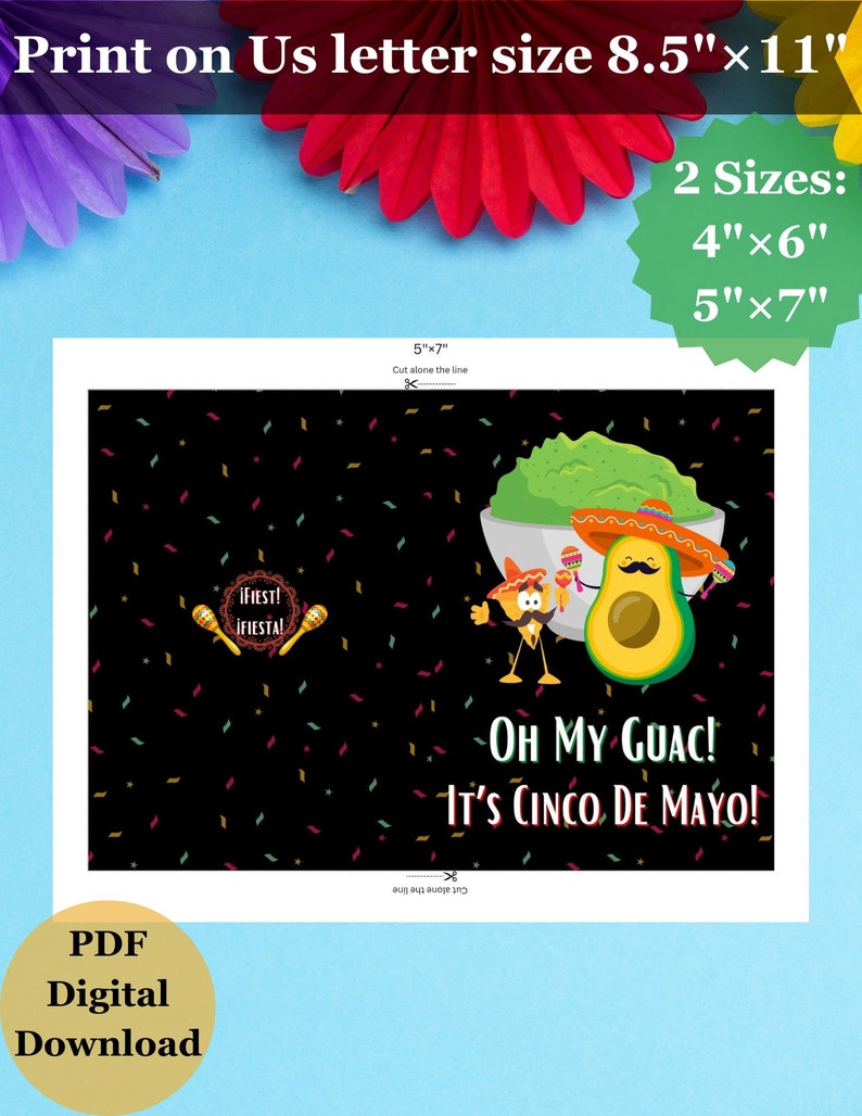 Printable Cinco De Mayo Card, PDF Digital Card, Instant Download ...