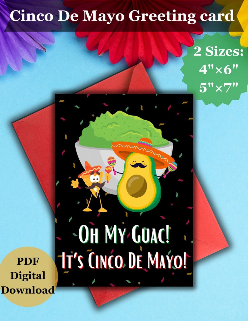 Printable Cinco De Mayo Card, PDF Digital Card, Instant Download ...