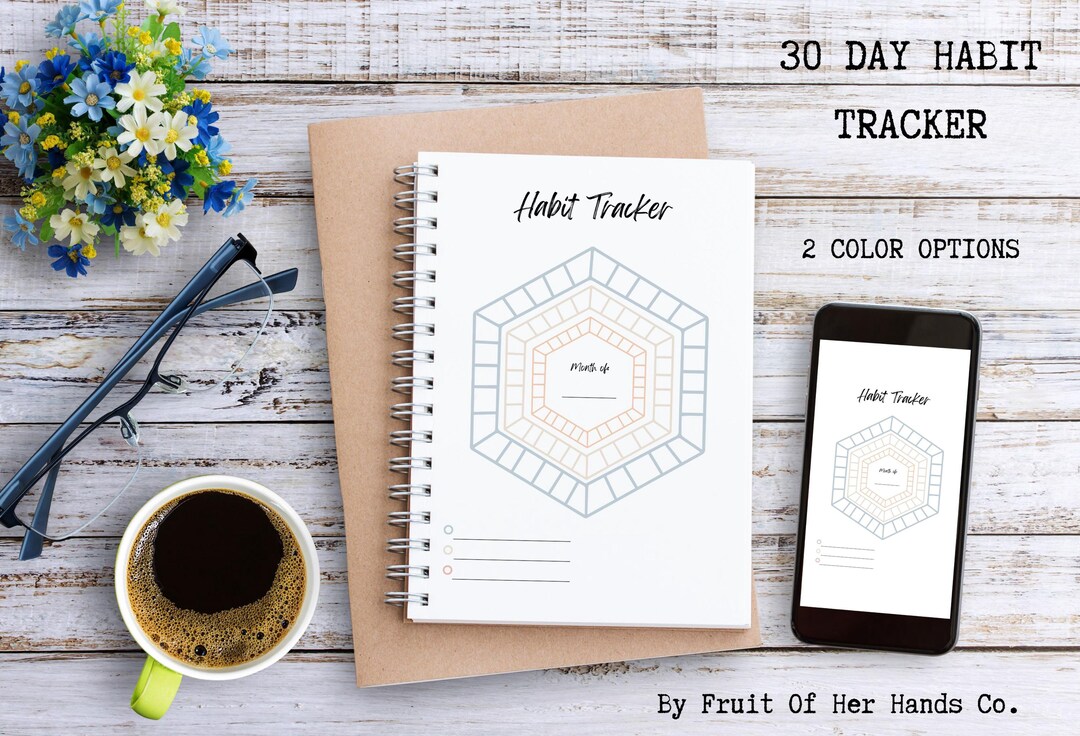 30-day Hexagon Habit Tracker | Printable Goal Planner | Daily Routine ...