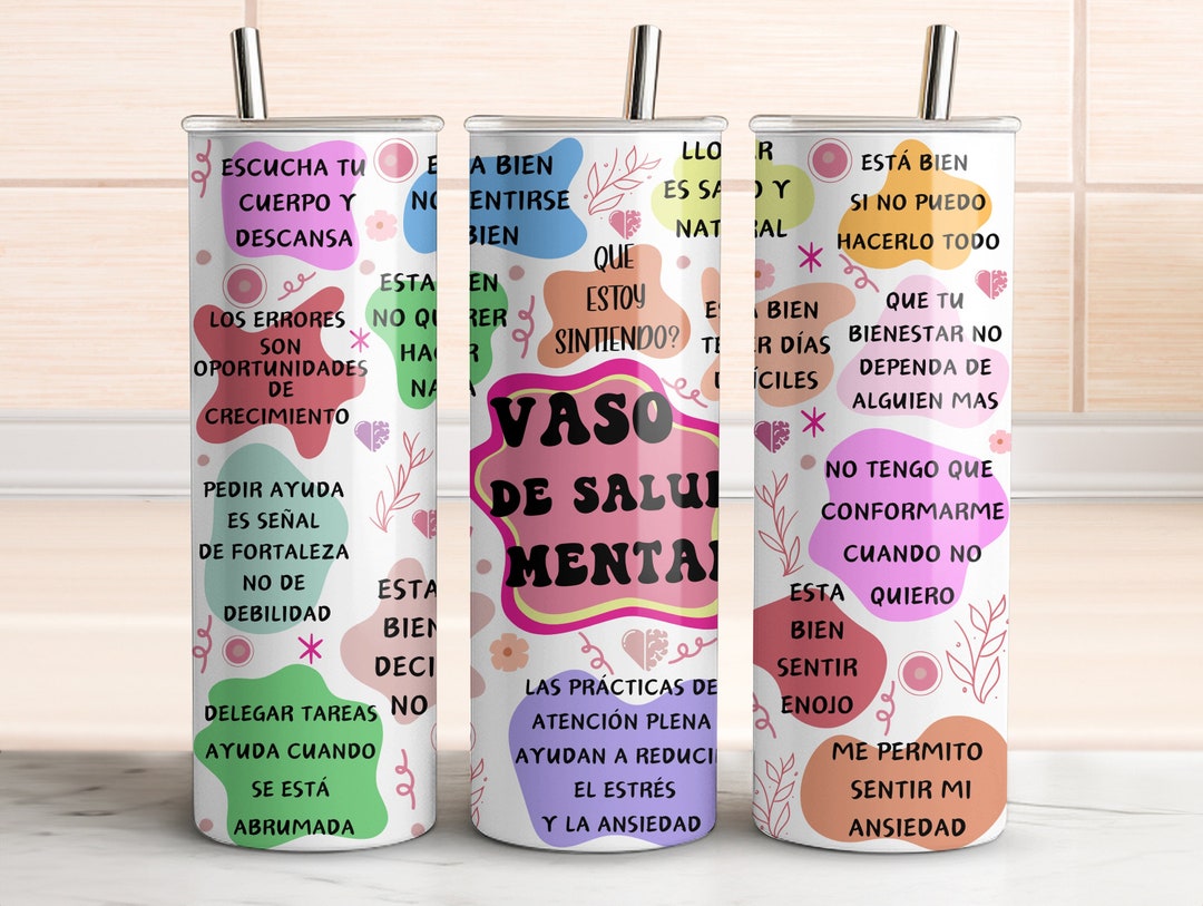 Spanish Mental Health 20oz Skinny Tumbler Sublimation SVG File Self ...