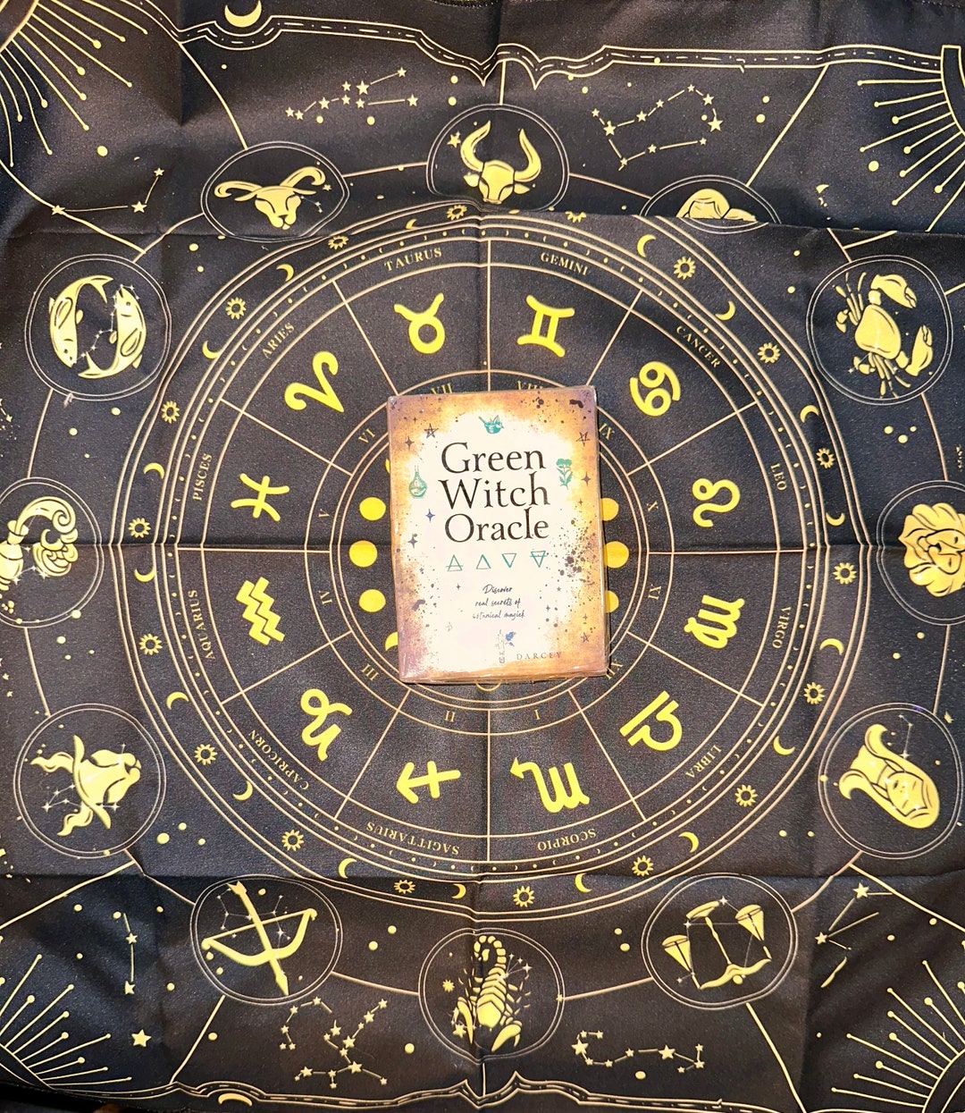 Green Witch Oracle Card Tarot Deck-kit With 19x19 Astrological Cloth ...