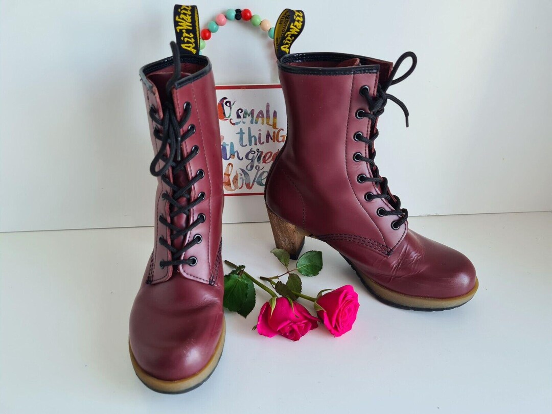 Dr Martens Darcie Red Burgundy Cherry Red Heel Court Boots UK 6 EU 39 US 8 - Etsy