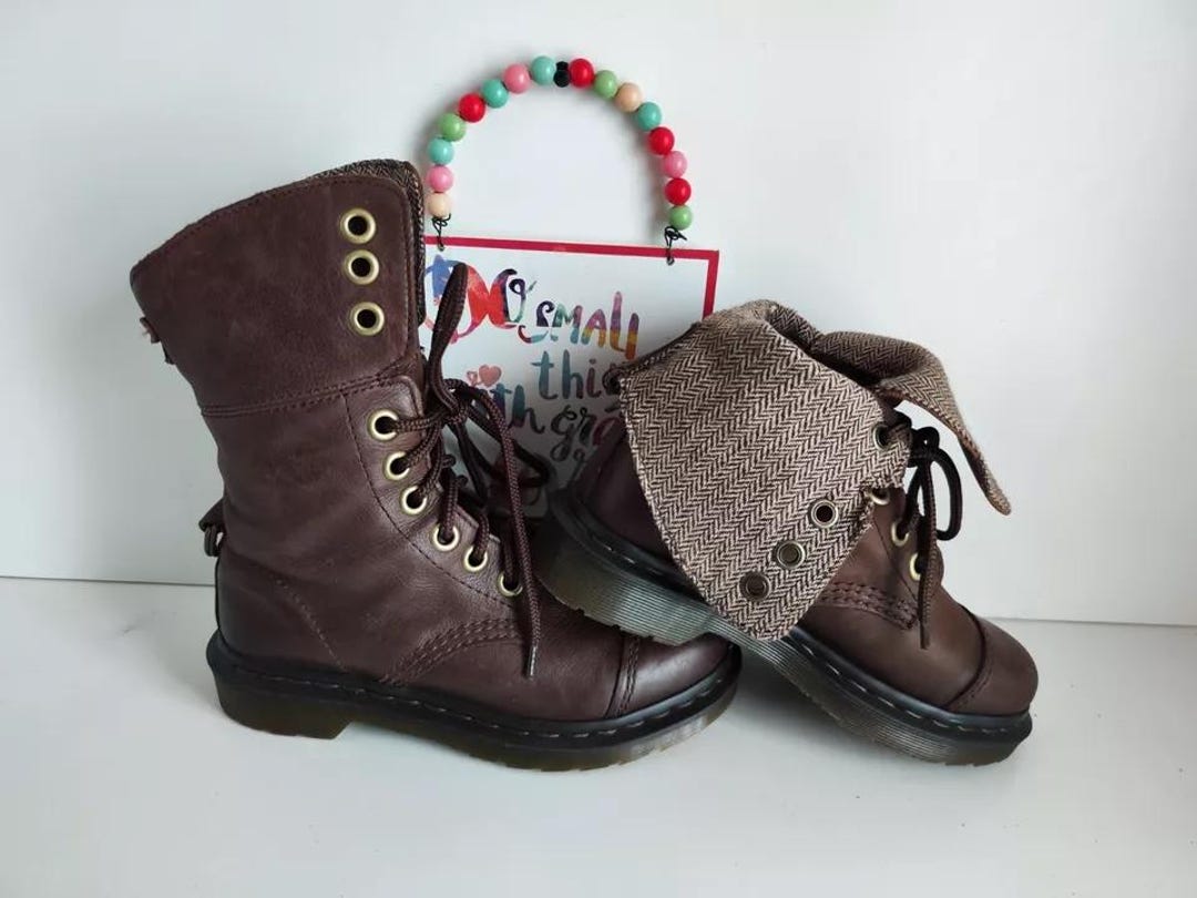 Dr Martens Triumph Aimilita Aimee Fold Over Brown Brun Lining Boots UK3 ...