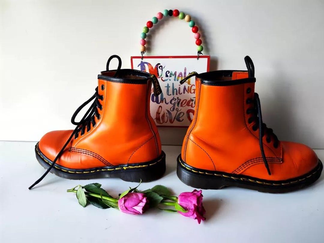 Dr Doc Martens 1460 Orange Vintage England MIE 8 Hole Boots UK5 EU38 US7 - Etsy