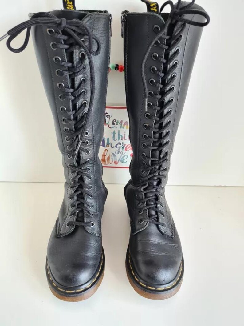 Dr Martens Tall Zip 20 Eye Boots Knee Hole Black 1B60 High UK3 EU36 US5 - Etsy