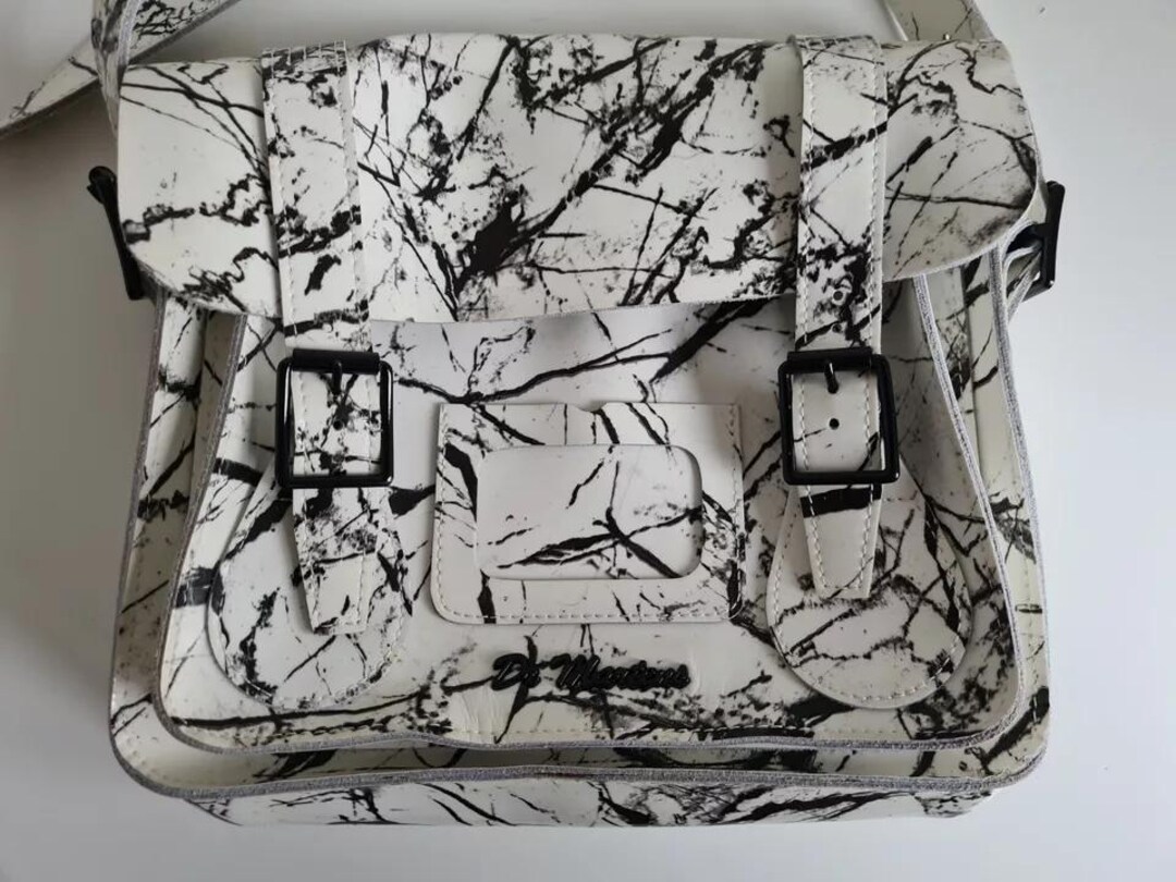 Dr Doc Martens Bag Cross Bag Handbag Satchel White Black Marble Patent ...