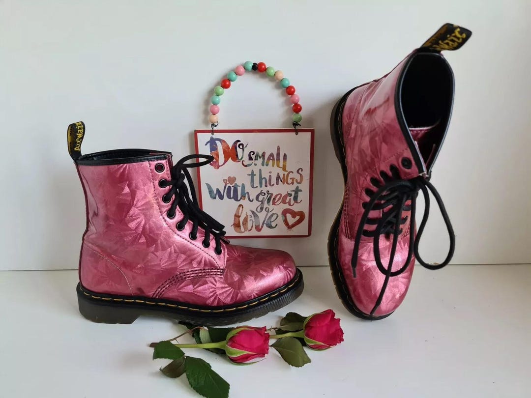 Dr Martens JEWEL Ruby Pink 1460 8 Eye Holographic Ankle Boots UK 6 EU 39 US8 - Etsy