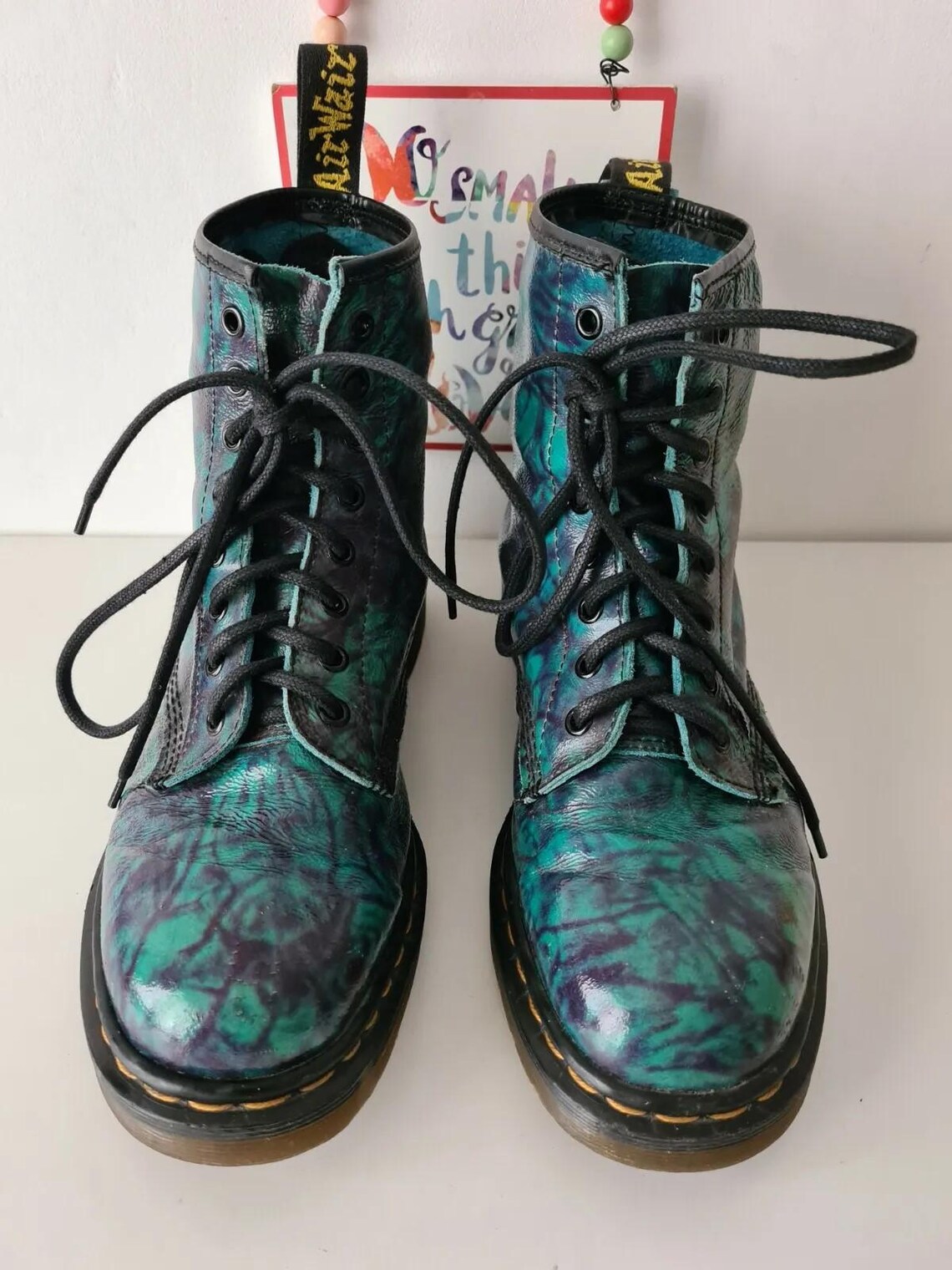 Dr Martens 1460 Vintage England 8 Hole Teal Green Rub off Boots UK8 ...