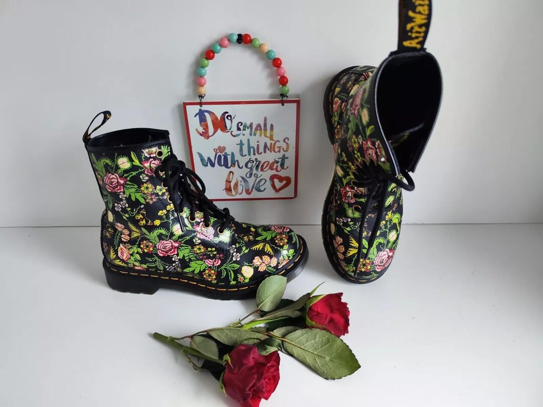 Dr Martens Pascal 1460 Botanic Bloom Floral Butterfly Black Green Boots UK5 EU38 - Etsy