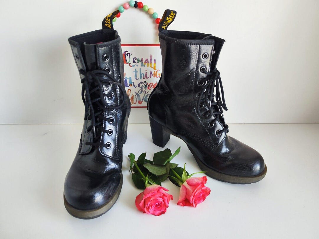 Dr Martens Darcie Black Floral Emboss Heel Court Boots UK 6 EU 39 US 8 ...