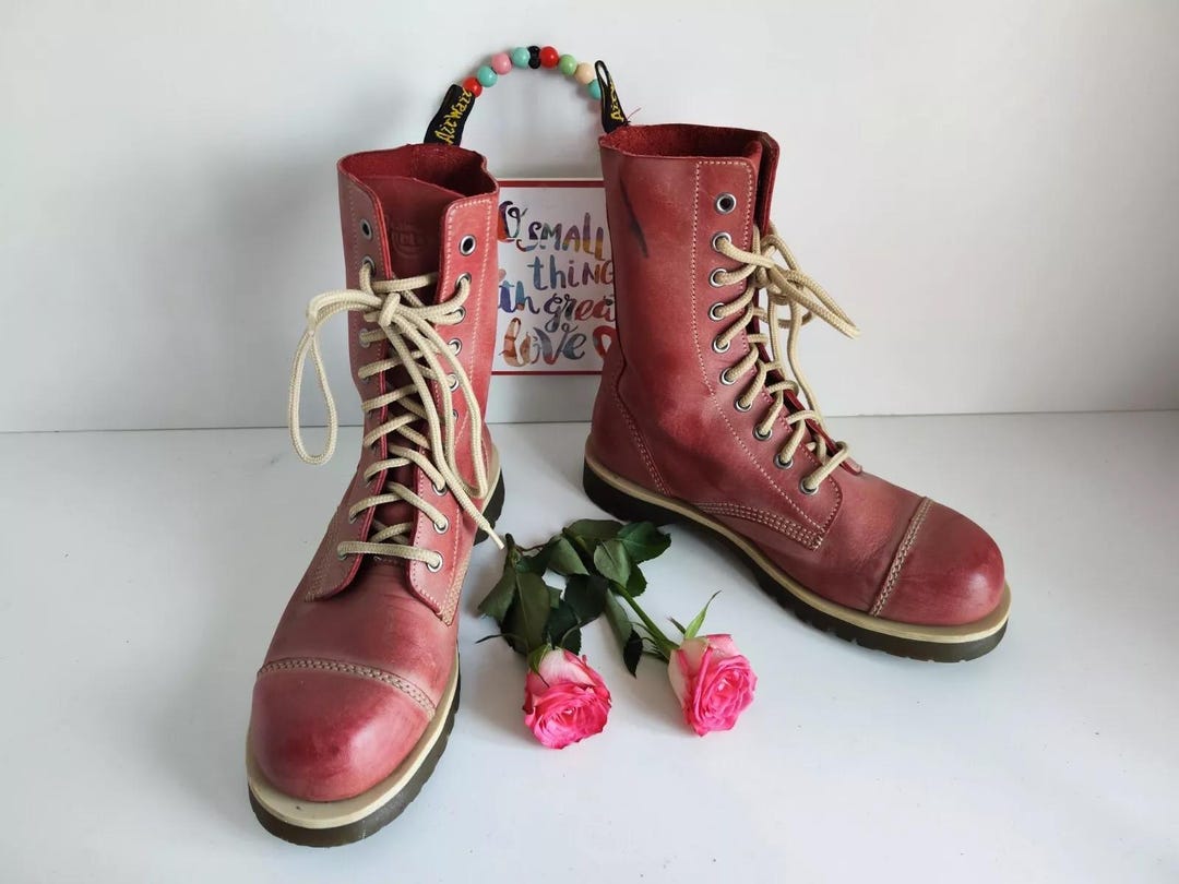 Dr Martens 1490 Red Leather 10-eye Boots, UK7 EU41 US9 - Etsy