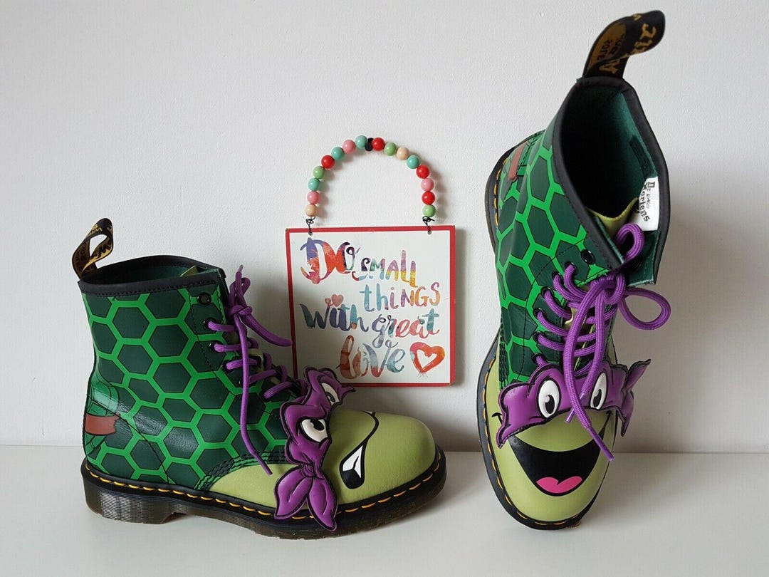 Dr Doc Martens 1460 8 Hole Turtles Leo Ninja Donnie Green Boots UK8 EU42 US10 - Etsy