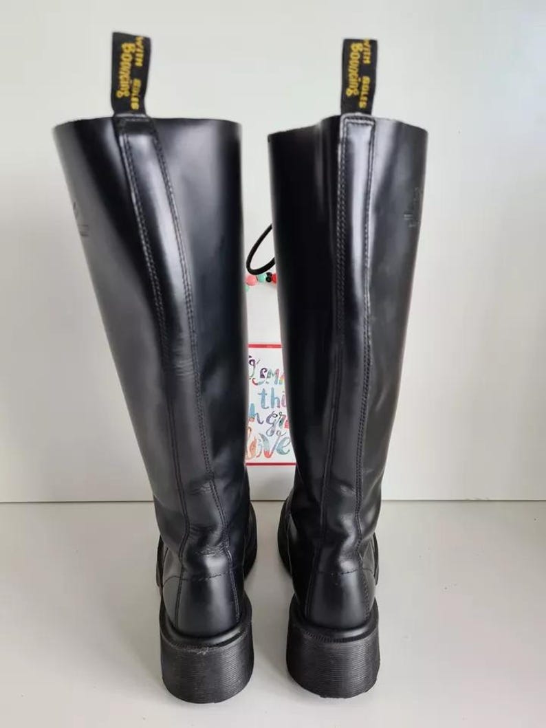 Dr Doc Martens 1420 20 Eye Hole Black Knee High Boots Heel UK4 EU37 US6 ...