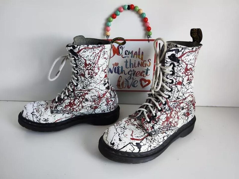Dr Martens 1490 Colour Paint Splatter White Red Color Boots Splash 10 ...