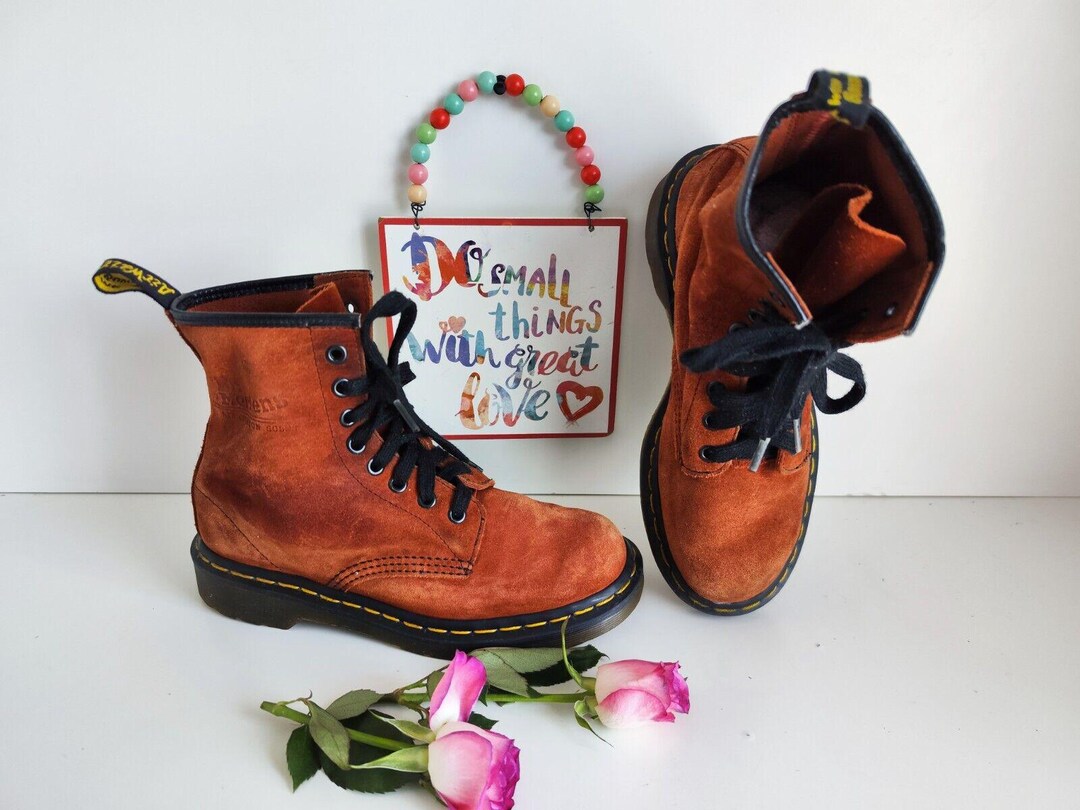 Dr Martens 1460 8 Eye Suede Leather Orange Brown Ankle Boots UK5 EU38 US7 - Etsy