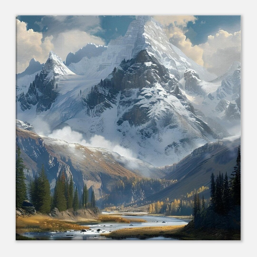 Mountain Range With Snow, Winter Wall Art, Snow Art, Wall Art, Canvas ...