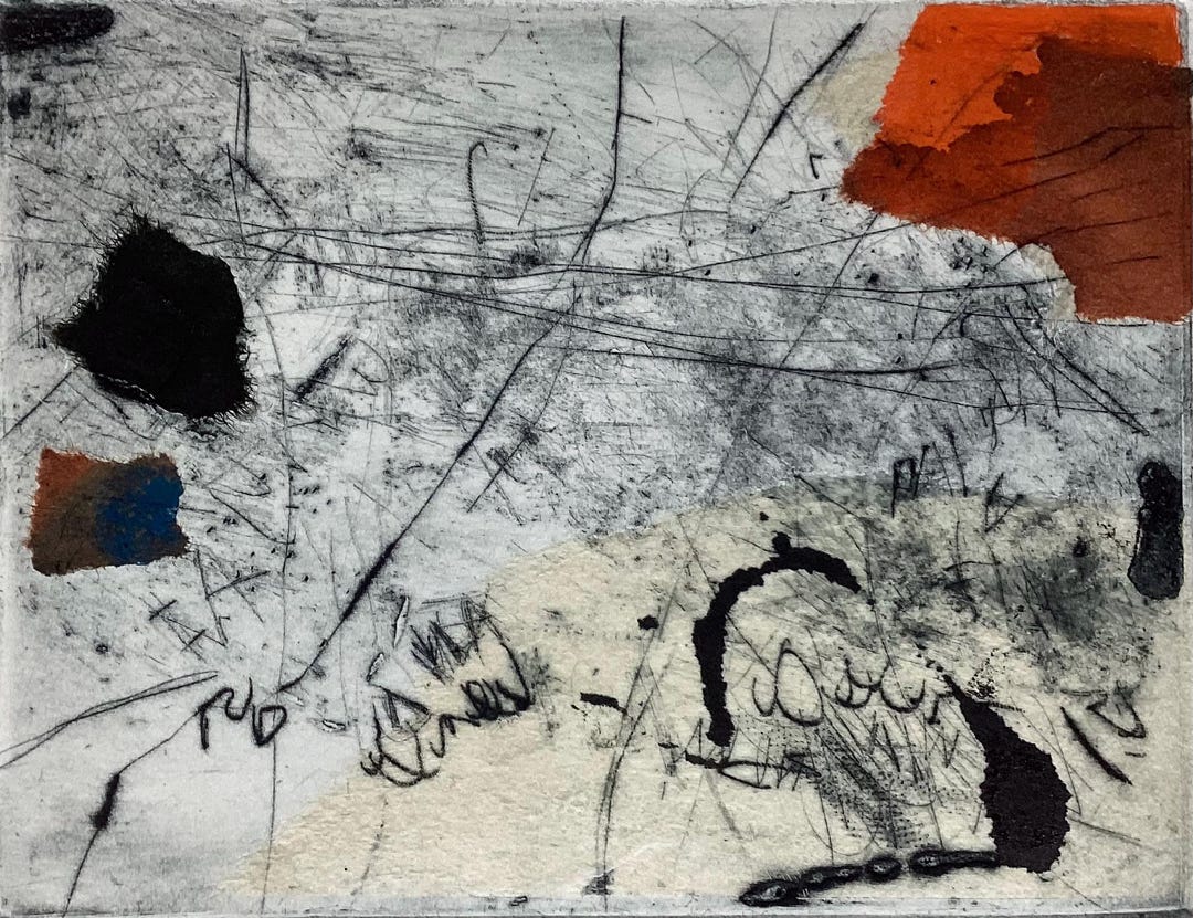 Monoprint, Engraving, Drypoint, Printmaking, Unique Art, 'busy Mind 111 ...