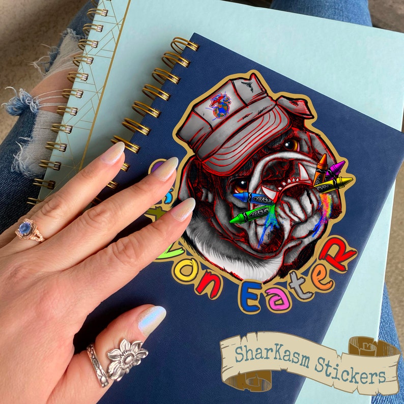 Crayon Eater Bulldog Sticker USMC Devil Dog Marine Corps Veteran Humor ...