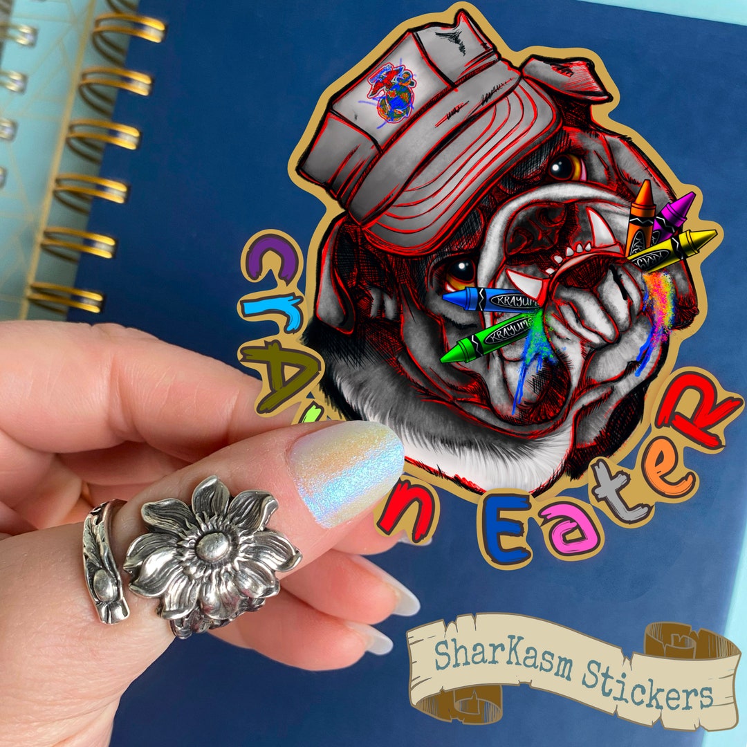 Crayon Eater Bulldog Sticker USMC Devil Dog Marine Corps Veteran Humor ...