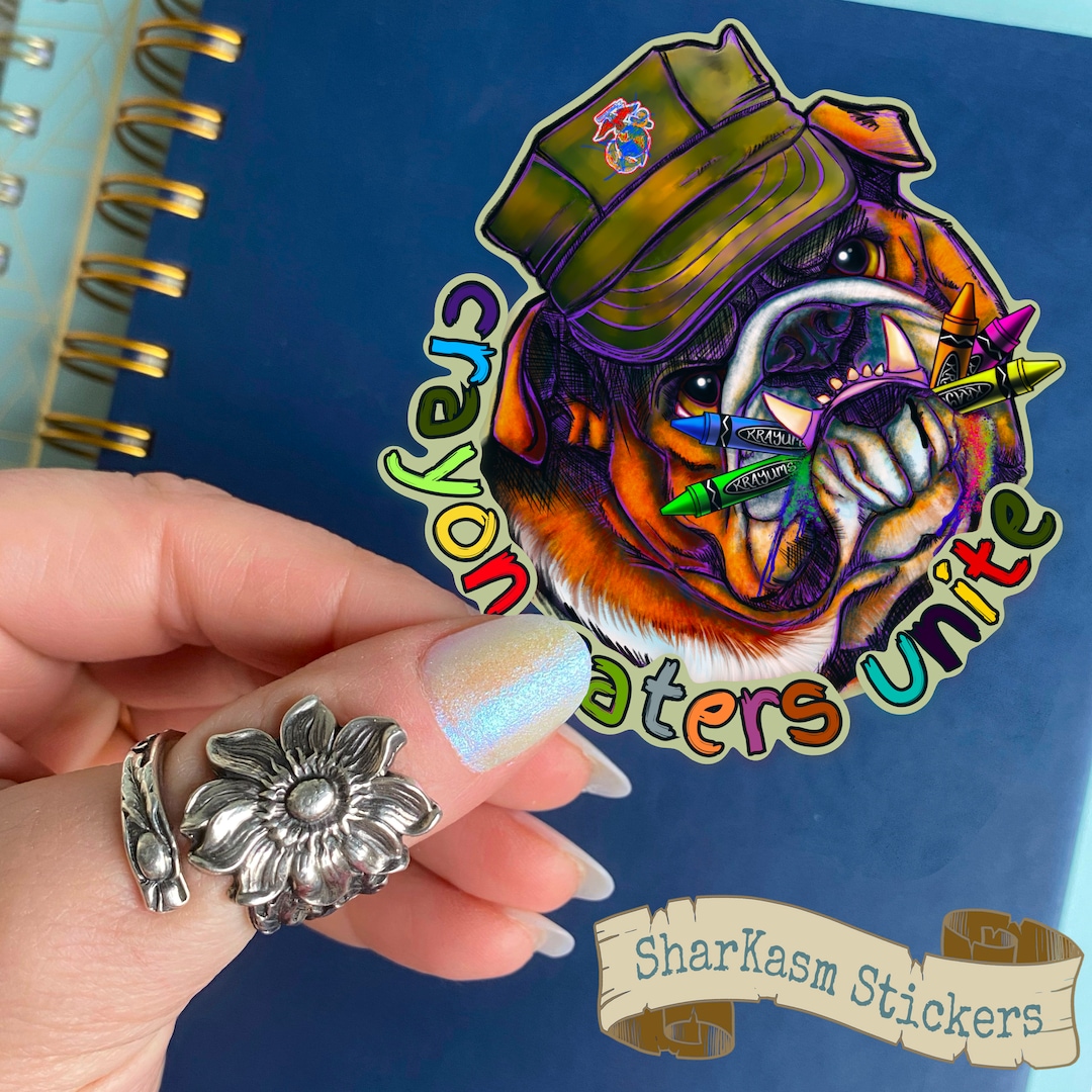 Crayon Eaters Unite Sticker, Bulldog USMC, Veteran Marine Corps ...