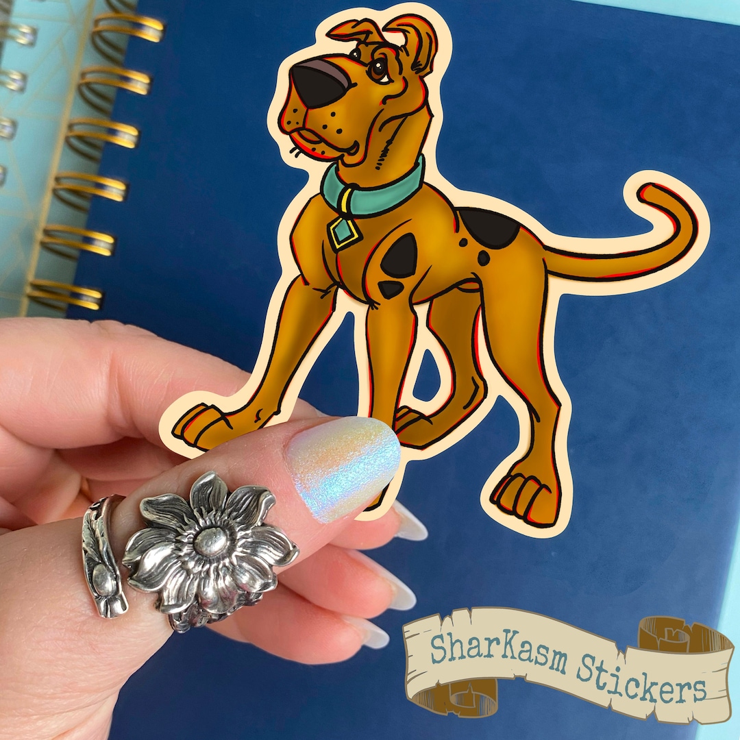 Fawn Merle Great Dane Scoobs Parody Art Sticker, Huge Great Dane, Great ...