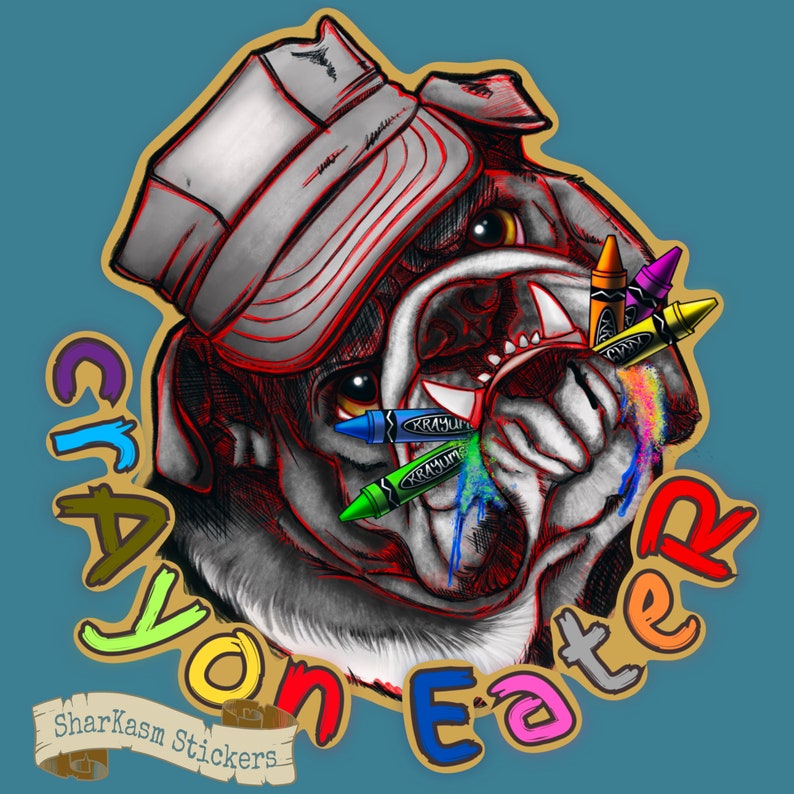 Grayscale Crayon Eater Marine Corps Tattoo Sticker Bulldog US MC ...