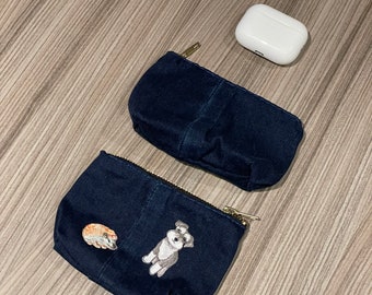 Black Denim Coin & Credit Card Purse Upcycle Levis - Etsy