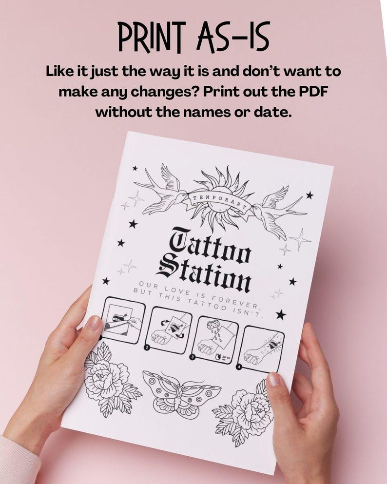 Wedding Tattoo Station Sign, Temporary Tattoo Sign, Canva Customizable ...