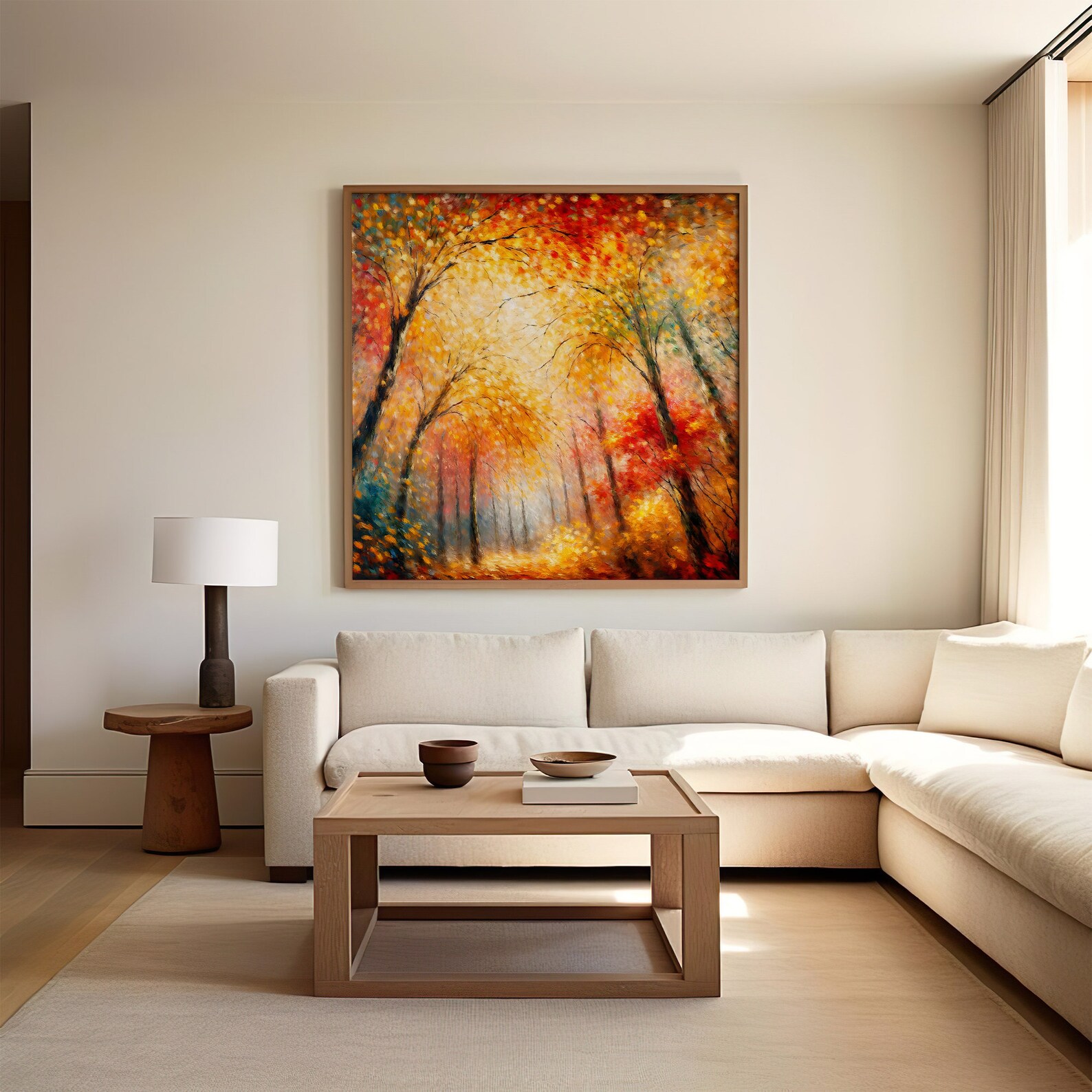 Sunlight Through Fall Leaves, Printable Art, Oil Painting of Fall ...