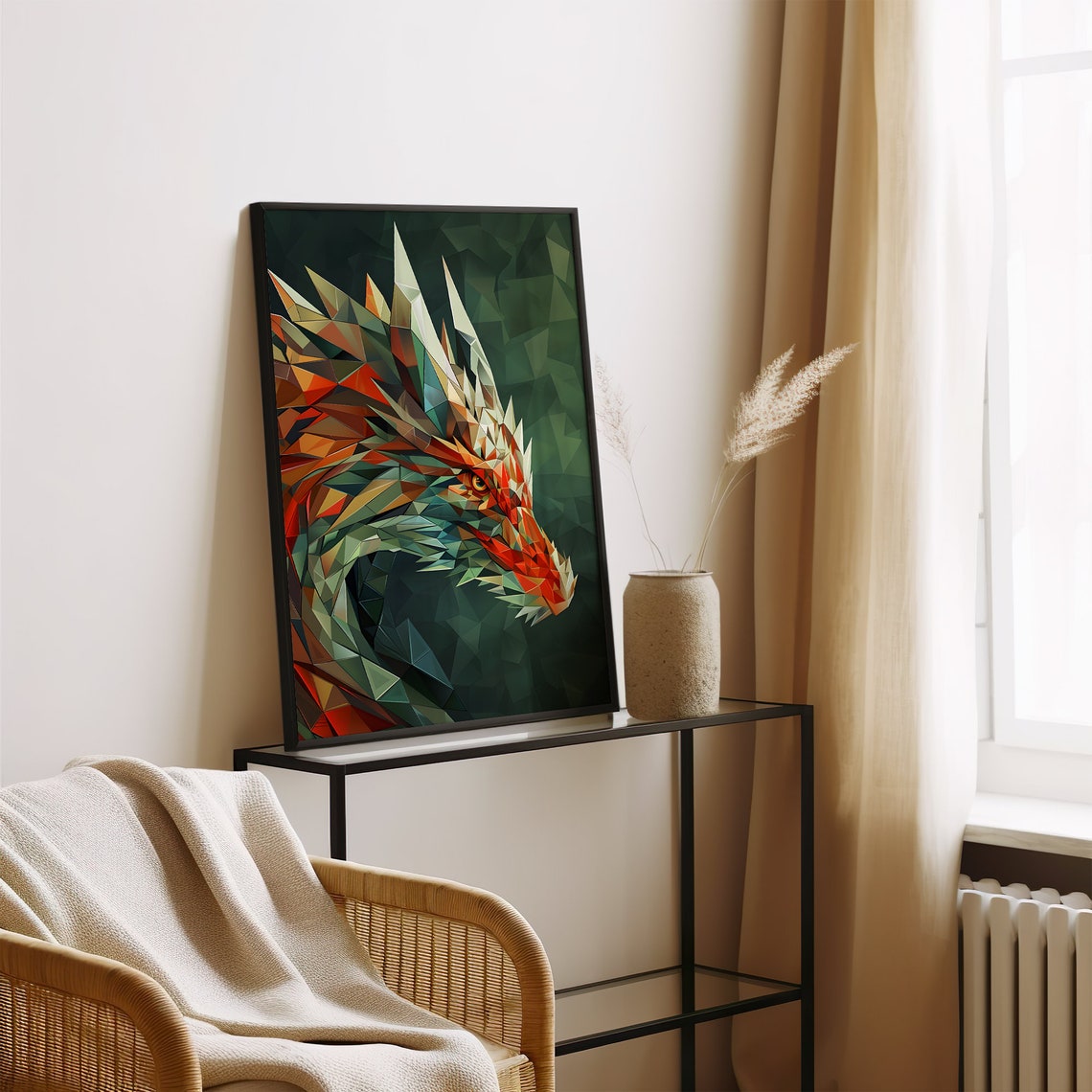 Dragon in Geometric Shapes, Printable Wall Art - Etsy