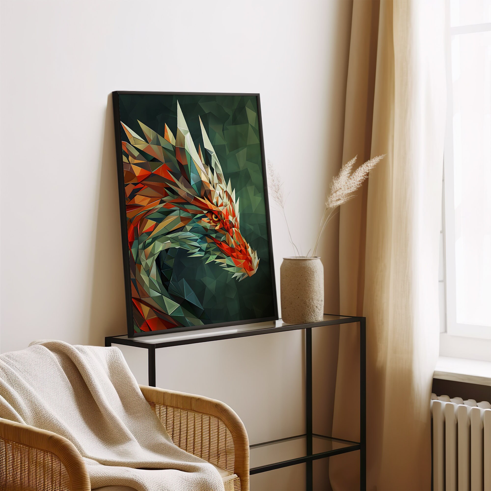 Dragon in Geometric Shapes, Printable Wall Art - Etsy