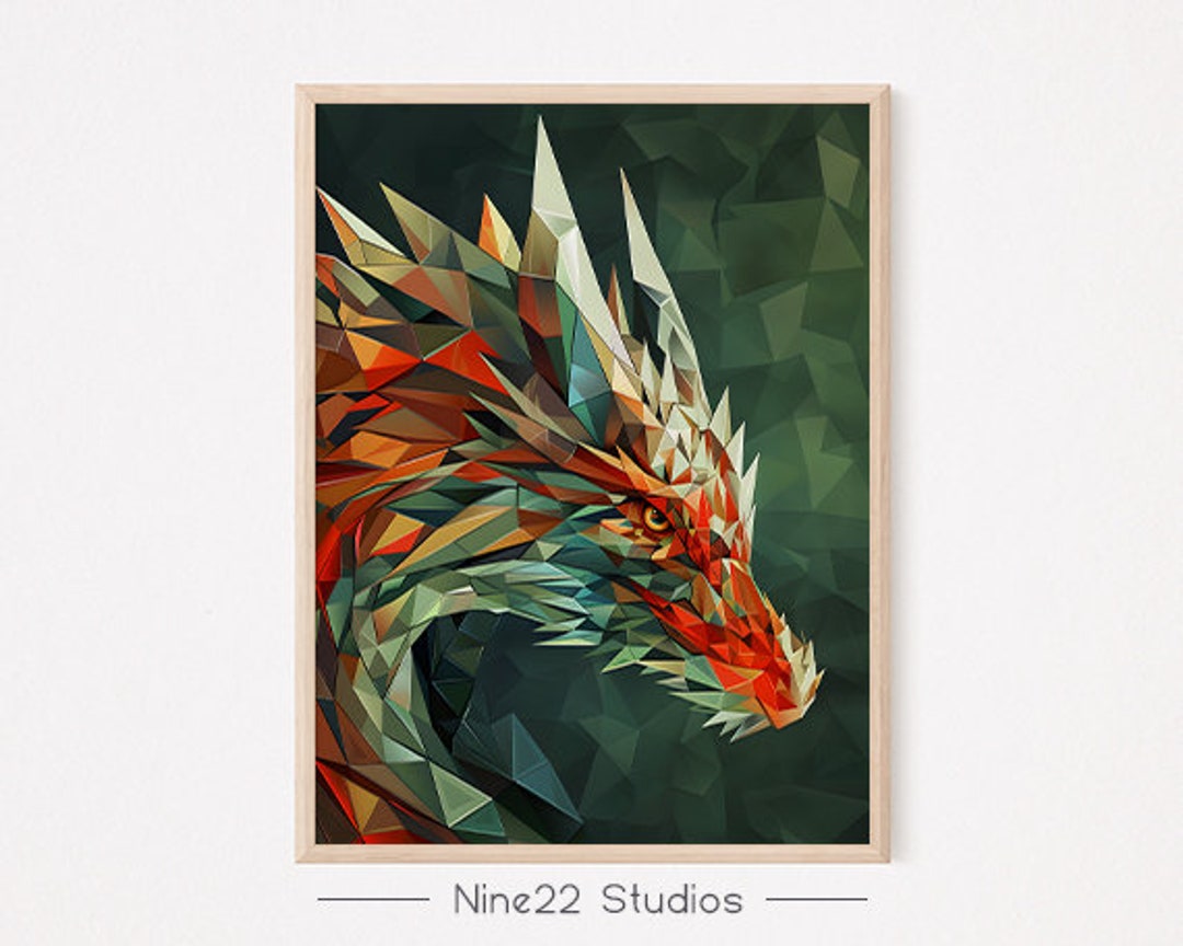 Dragon in Geometric Shapes, Printable Wall Art - Etsy