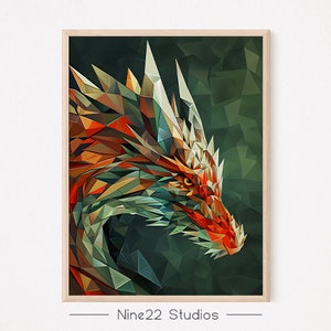 Dragon in Geometric Shapes, Printable Wall Art - Etsy