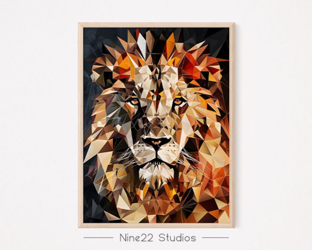 Lion in Geometric Shapes, Printable Wall Art - Etsy