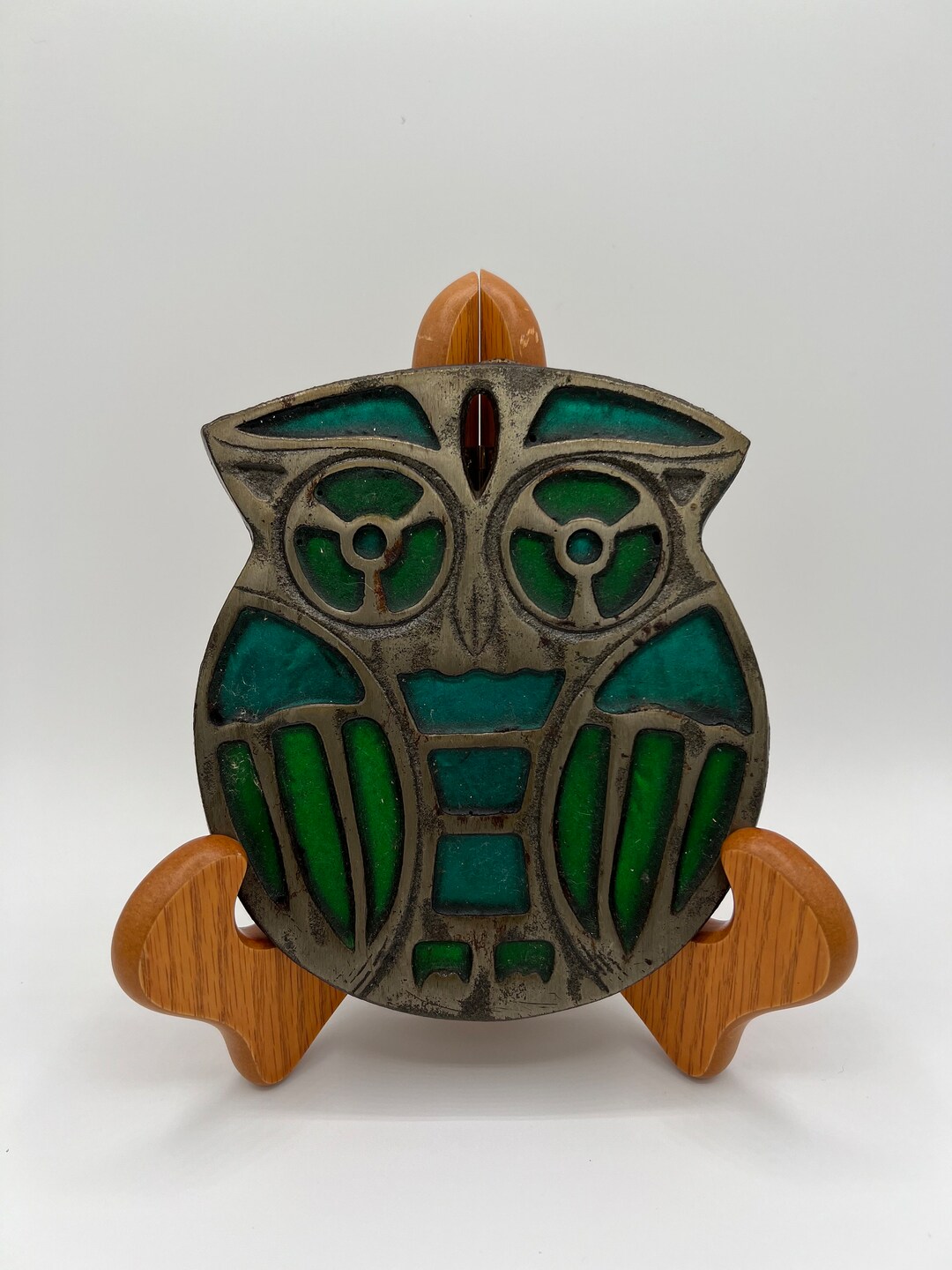 Vintage Cast Iron Owl Trivet With Stained Glass Detail - Etsy