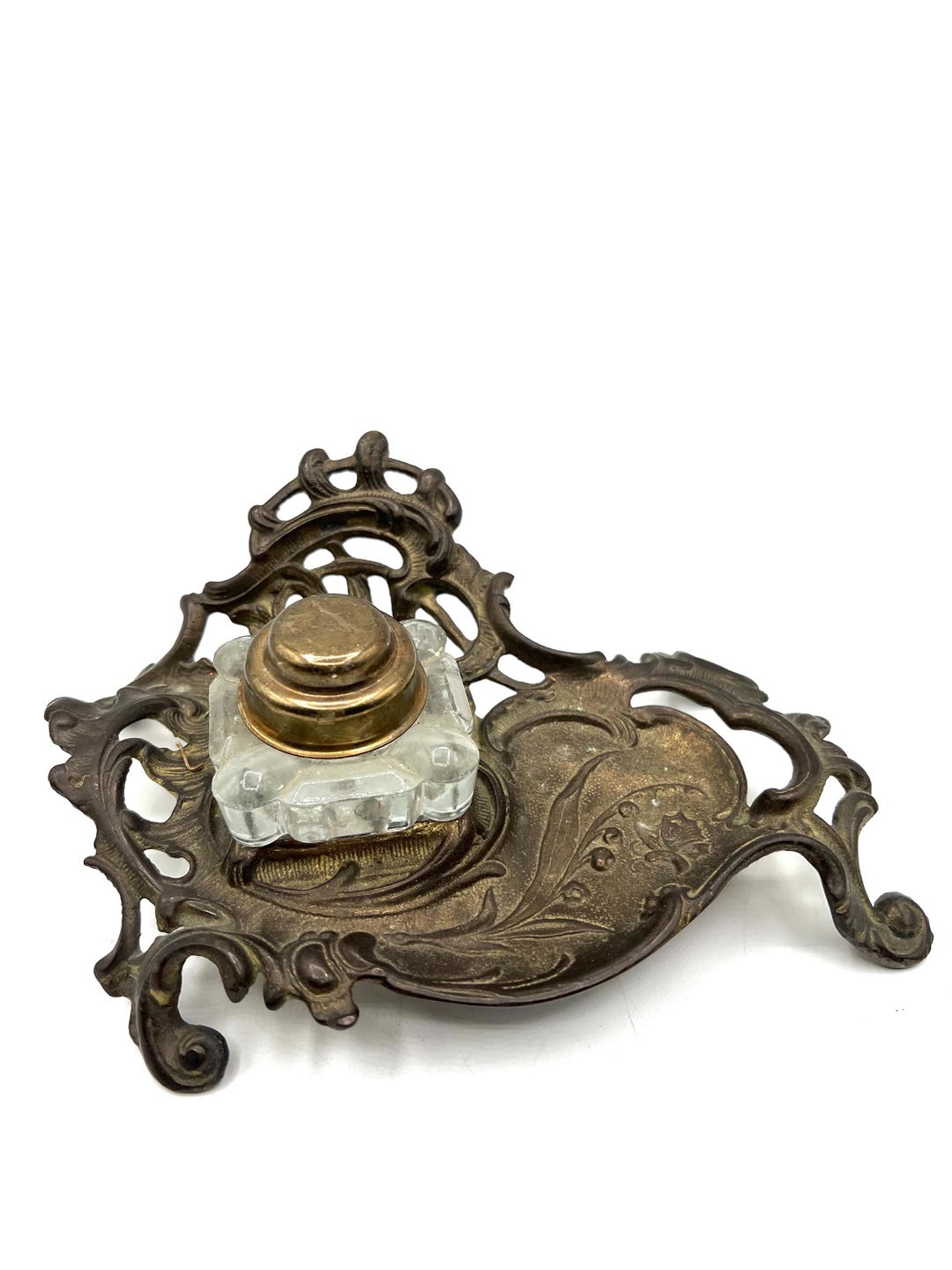 Vintage Brass Ornate Victorian Inkwell With Removable Glass Insert - Etsy