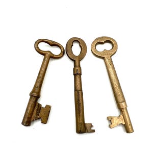 Vintage Brass Skeleton Key Long Barrel Ornate Lot of Three Skeleton Keys - Etsy