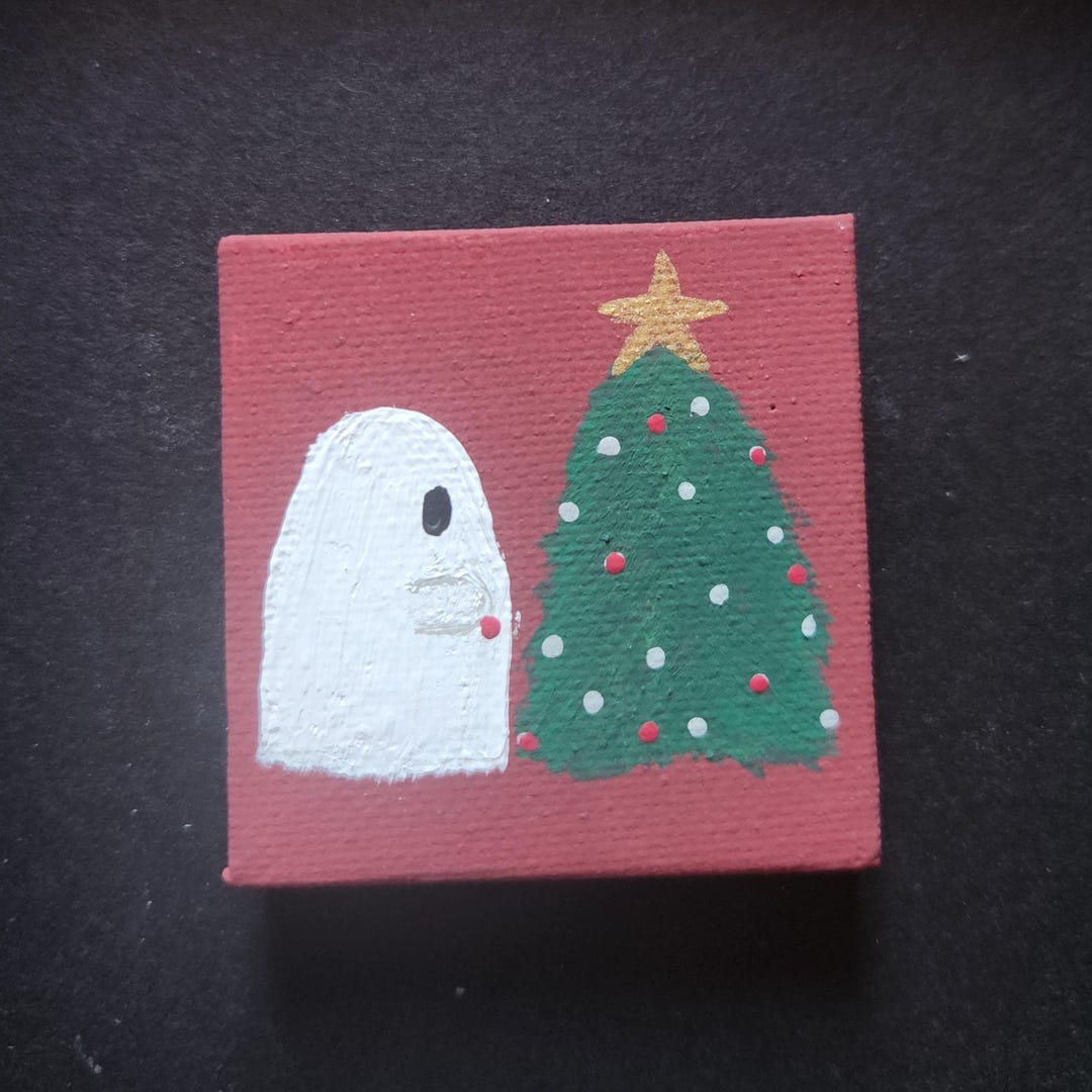 December Ghost of the Month Mini Ghost Painting Christmas - Etsy